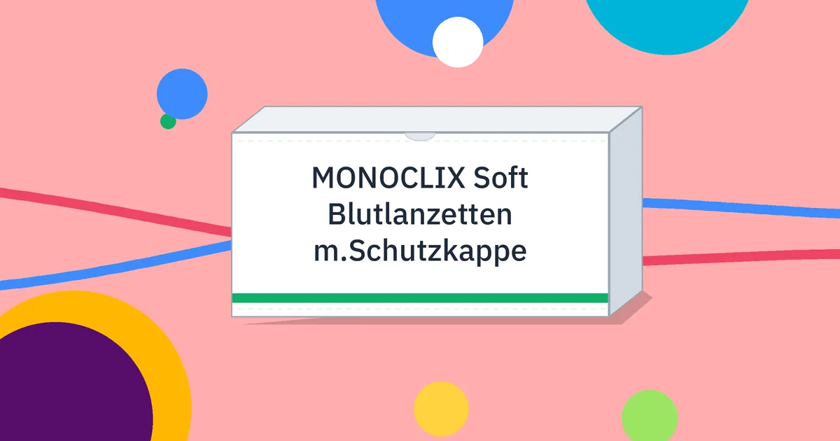 Symbolbild: Packung mit der Aufschrift MONOCLIX Soft Blutlanzetten m.Schutzkappe (PZN 10837555) – Verfügbarkeit und Bezug in Apotheken in Frankfurt am Main
