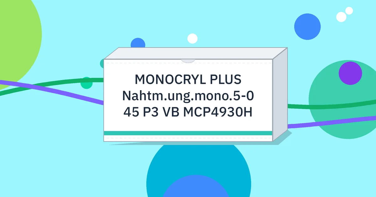 Symbolbild: Packung mit der Aufschrift MONOCRYL PLUS Nahtm.ung.mono.5-0 45 P3 VB MCP4930H (PZN 18605324) – Verfügbarkeit und Bezug in Apotheken in Frankfurt am Main