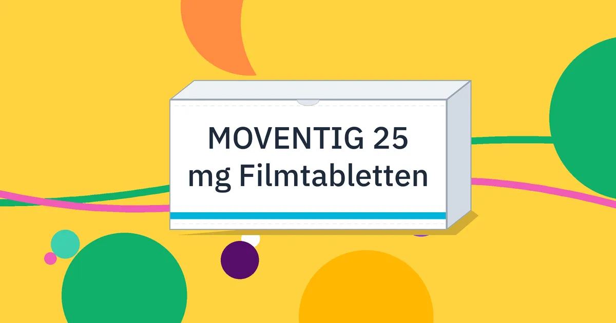Symbolbild: Packung mit der Aufschrift MOVENTIG 25 mg Filmtabletten (PZN 15628537) – Verfügbarkeit und Bezug in Apotheken in Frankfurt am Main