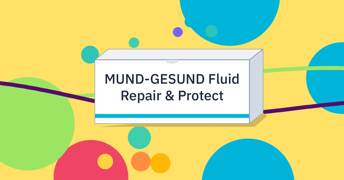 Symbolbild: Packung mit der Aufschrift MUND-GESUND Fluid Repair & Protect (PZN 10086681) – Verfügbarkeit und Bezug in Apotheken in Frankfurt am Main
