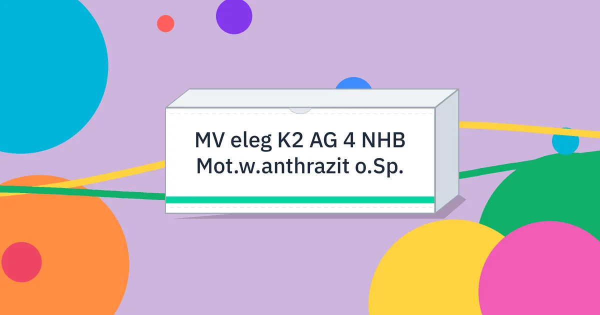 Symbolbild: Packung mit der Aufschrift MV eleg K2 AG 4 NHB Mot.w.anthrazit o.Sp. (PZN 15726091) – Verfügbarkeit und Bezug in Apotheken in Frankfurt am Main