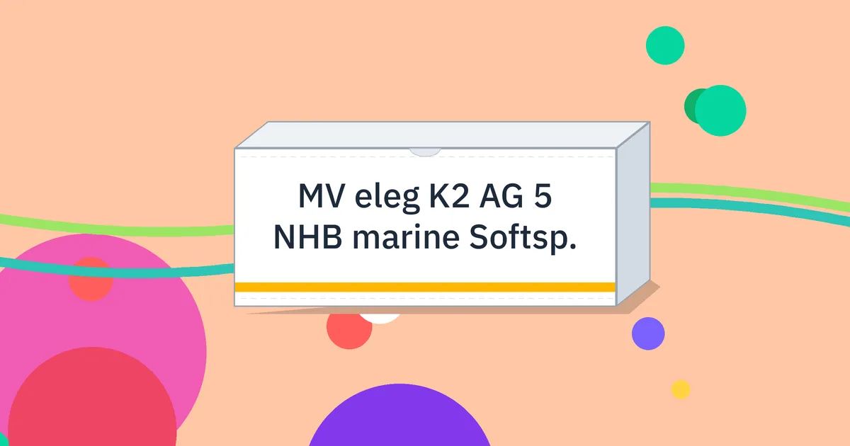 Symbolbild: Packung mit der Aufschrift MV eleg K2 AG 5 NHB marine Softsp. (PZN 15731330) – Verfügbarkeit und Bezug in Apotheken in Frankfurt am Main