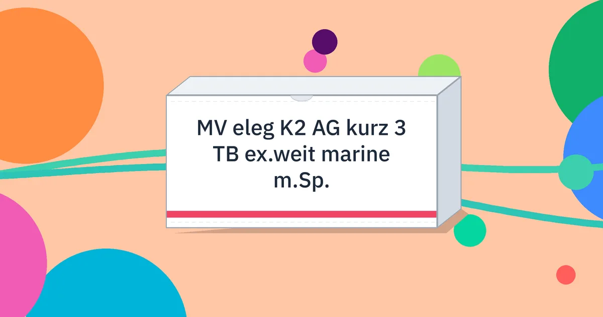 Symbolbild: Packung mit der Aufschrift MV eleg K2 AG kurz 3 TB ex.weit marine m.Sp. (PZN 14607496) – Verfügbarkeit und Bezug in Apotheken in Frankfurt am Main