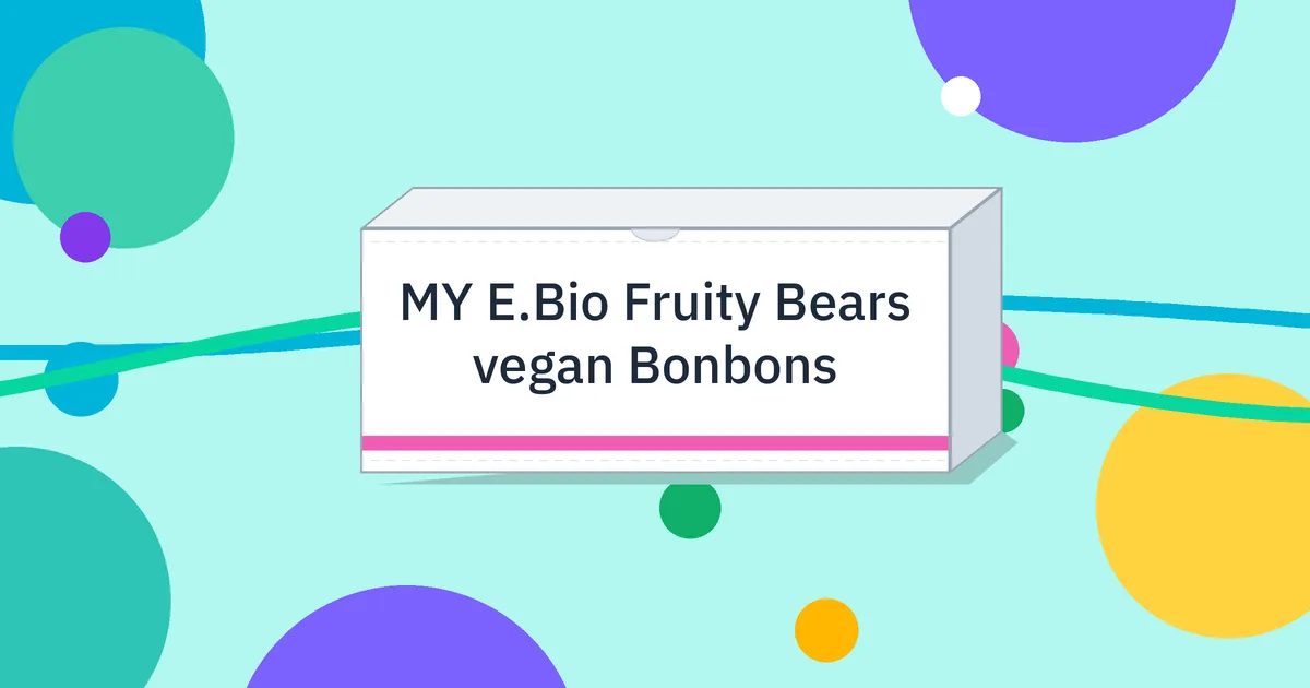 Symbolbild: Packung mit der Aufschrift MY E.Bio Fruity Bears vegan Bonbons (PZN 10832256) – Verfügbarkeit und Bezug in Apotheken in Frankfurt am Main