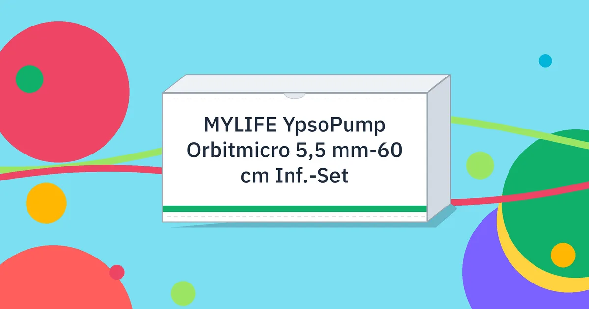 Symbolbild: Packung mit der Aufschrift MYLIFE YpsoPump Orbitmicro 5,5 mm-60 cm Inf.-Set (PZN 18730779) – Verfügbarkeit und Bezug in Apotheken in Frankfurt am Main
