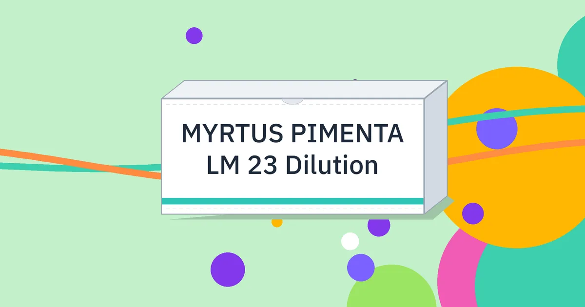Symbolbild: Packung mit der Aufschrift MYRTUS PIMENTA LM 23 Dilution (PZN 13614554) – Verfügbarkeit und Bezug in Apotheken in Frankfurt am Main