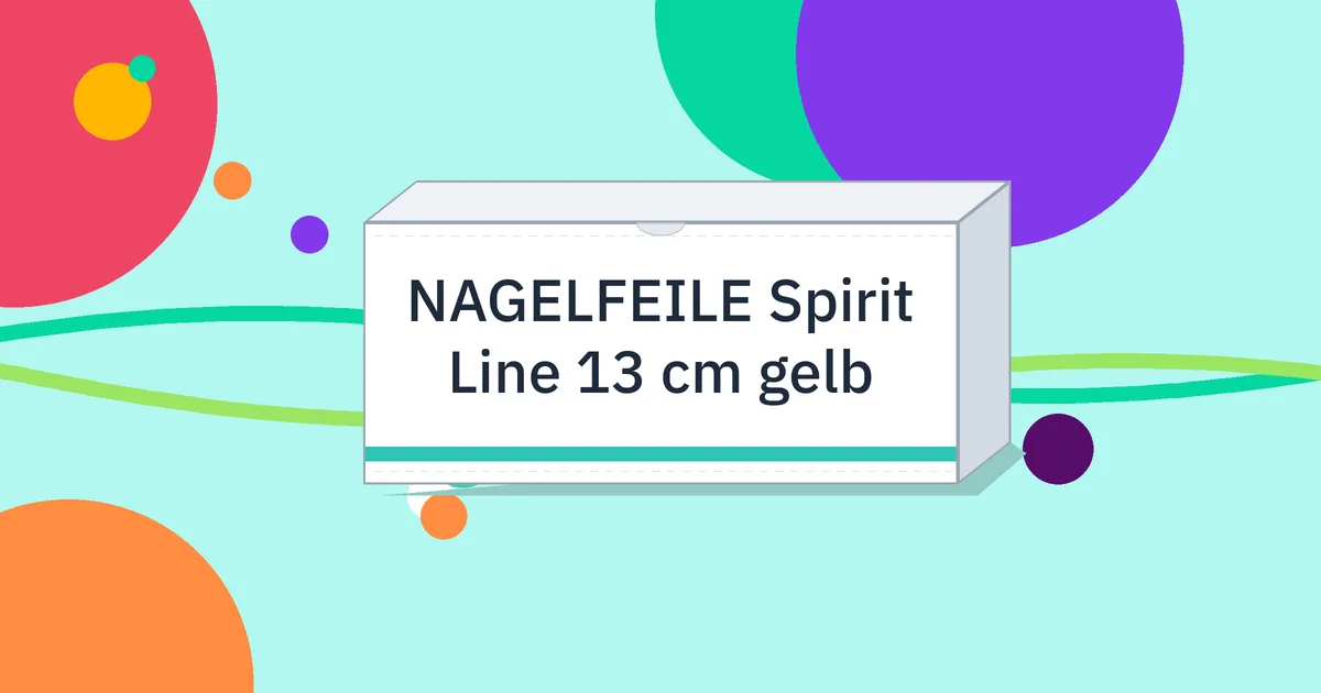 Symbolbild: Packung mit der Aufschrift NAGELFEILE Spirit Line 13 cm gelb (PZN 01505972) – Verfügbarkeit und Bezug in Apotheken in Frankfurt am Main