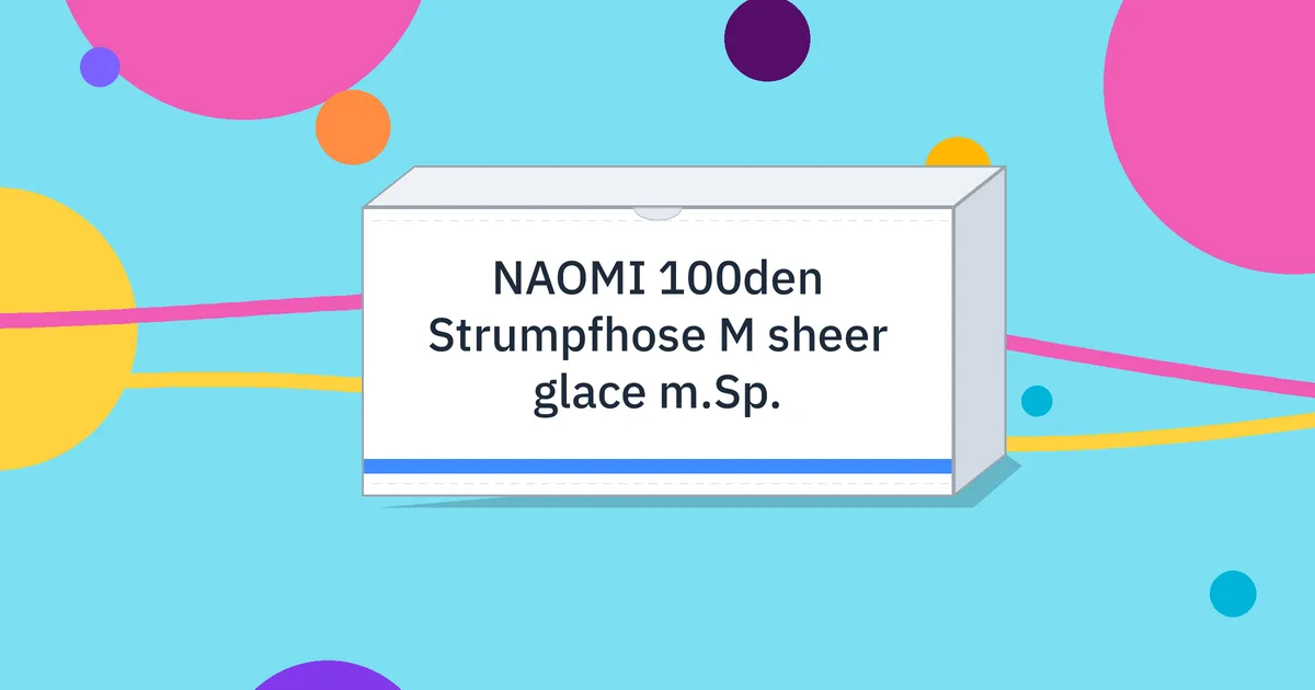 Symbolbild: Packung mit der Aufschrift NAOMI 100den Strumpfhose M sheer glace m.Sp. (PZN 16177539) – Verfügbarkeit und Bezug in Apotheken in Frankfurt am Main