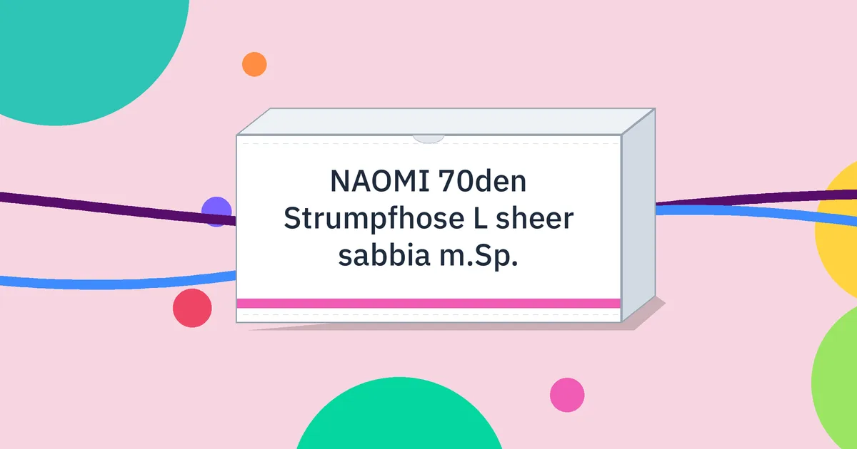 Symbolbild: Packung mit der Aufschrift NAOMI 70den Strumpfhose L sheer sabbia m.Sp. (PZN 16179225) – Verfügbarkeit und Bezug in Apotheken in Frankfurt am Main