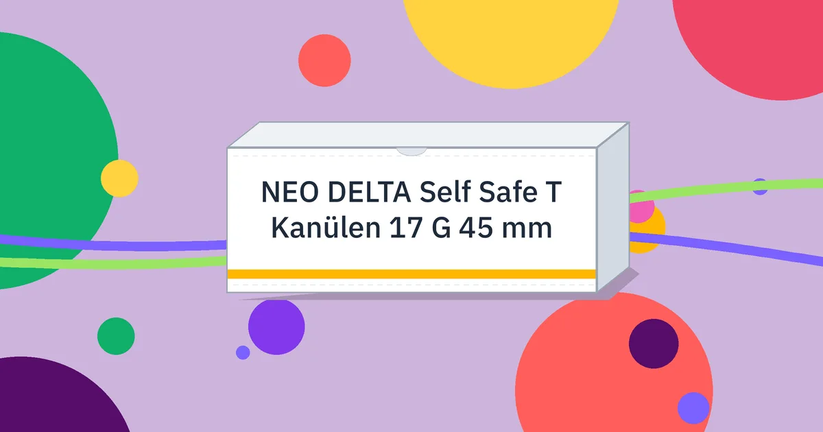 Symbolbild: Packung mit der Aufschrift NEO DELTA Self Safe T Kanülen 17 G 45 mm (PZN 07766521) – Verfügbarkeit und Bezug in Apotheken in Frankfurt am Main