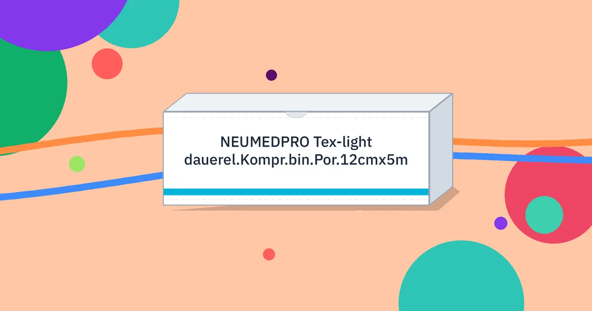 Symbolbild: Packung mit der Aufschrift NEUMEDPRO Tex-light dauerel.Kompr.bin.Por.12cmx5m (PZN 19554184) – Verfügbarkeit und Bezug in Apotheken in Frankfurt am Main