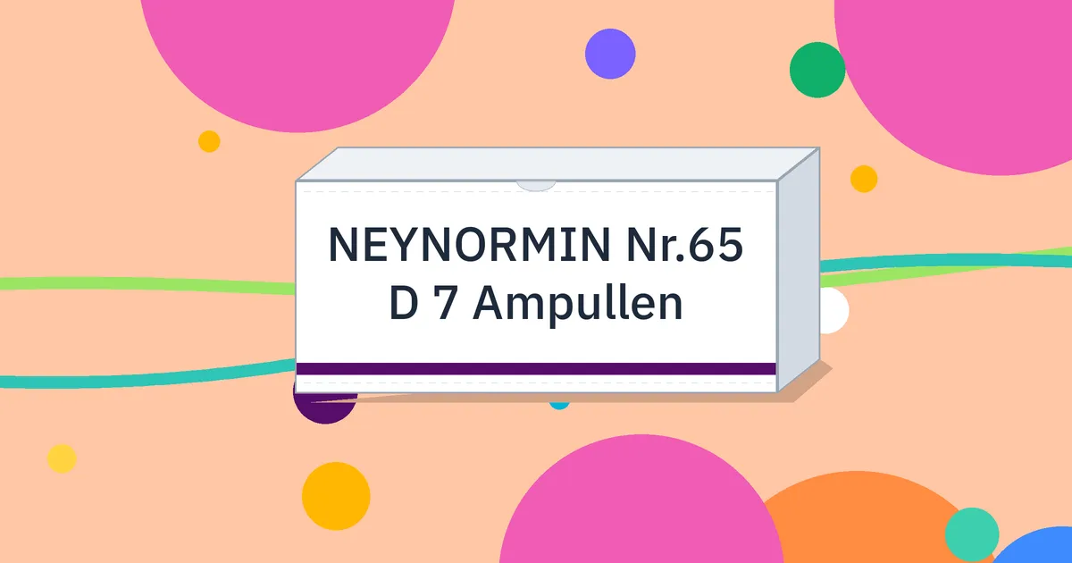 Symbolbild: Packung mit der Aufschrift NEYNORMIN Nr.65 D 7 Ampullen (PZN 06487227) – Verfügbarkeit und Bezug in Apotheken in Frankfurt am Main