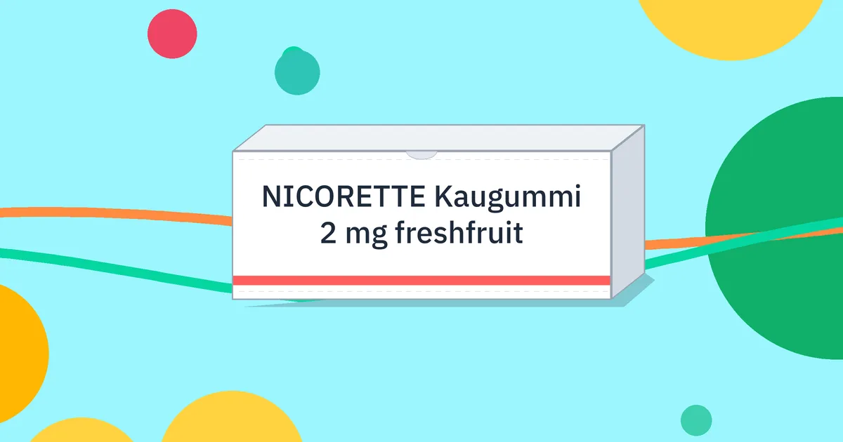 Symbolbild: Packung mit der Aufschrift NICORETTE Kaugummi 2 mg freshfruit (PZN 01639589) – Verfügbarkeit und Bezug in Apotheken in Frankfurt am Main
