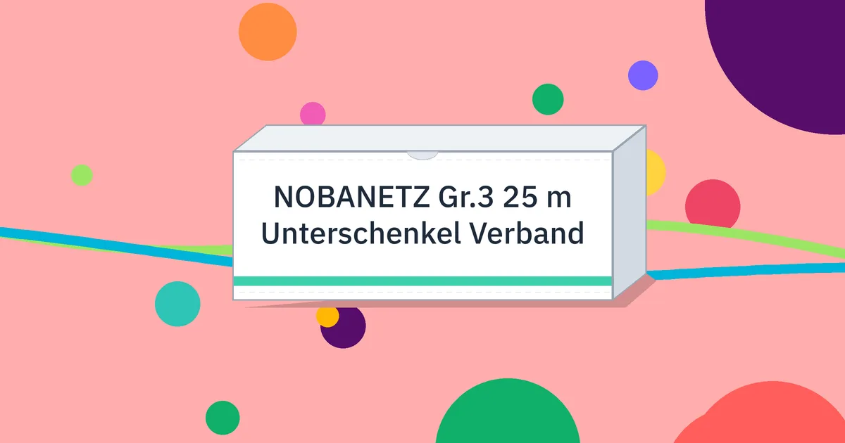 Symbolbild: Packung mit der Aufschrift NOBANETZ Gr.3 25 m Unterschenkel Verband (PZN 05508370) – Verfügbarkeit und Bezug in Apotheken in Frankfurt am Main
