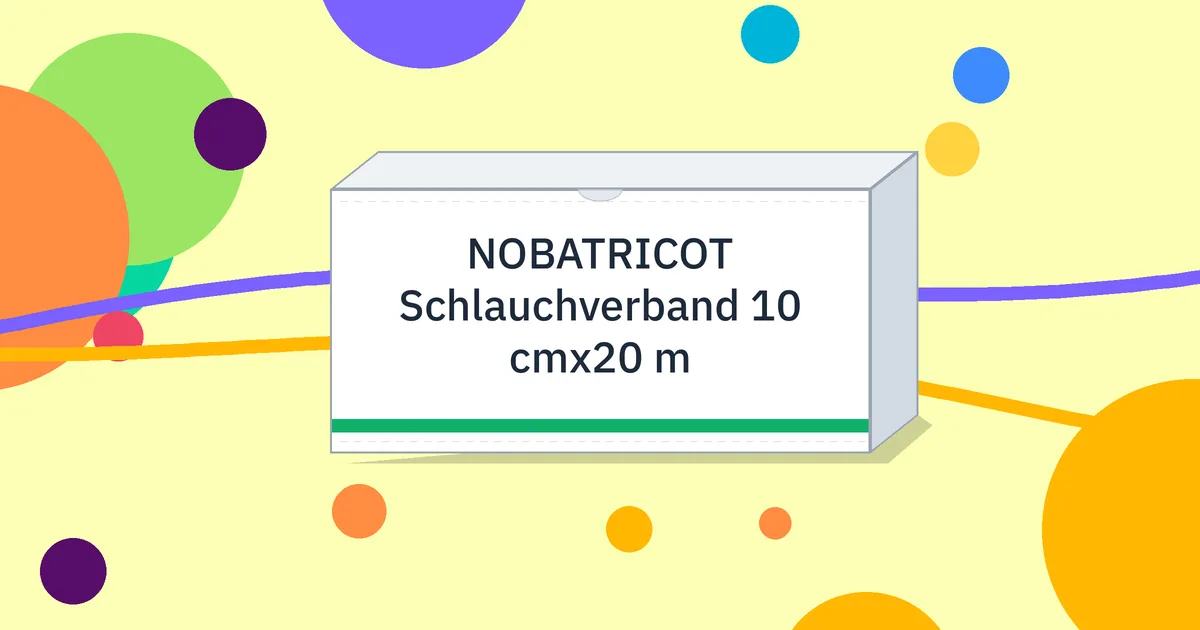 Symbolbild: Packung mit der Aufschrift NOBATRICOT Schlauchverband 10 cmx20 m (PZN 07093938) – Verfügbarkeit und Bezug in Apotheken in Frankfurt am Main