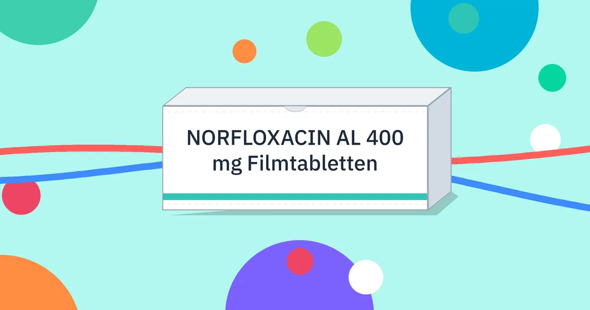 Symbolbild: Packung mit der Aufschrift NORFLOXACIN AL 400 mg Filmtabletten (PZN 00295679) – Verfügbarkeit und Bezug in Apotheken in Frankfurt am Main