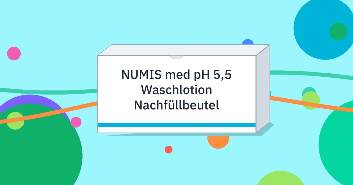 Symbolbild: Packung mit der Aufschrift NUMIS med pH 5,5 Waschlotion Nachfüllbeutel (PZN 16615063) – Verfügbarkeit und Bezug in Apotheken in Frankfurt am Main