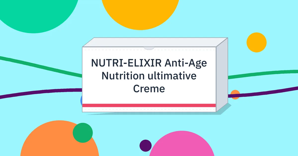 Symbolbild: Packung mit der Aufschrift NUTRI-ELIXIR Anti-Age Nutrition ultimative Creme (PZN 16600363) – Verfügbarkeit und Bezug in Apotheken in Frankfurt am Main
