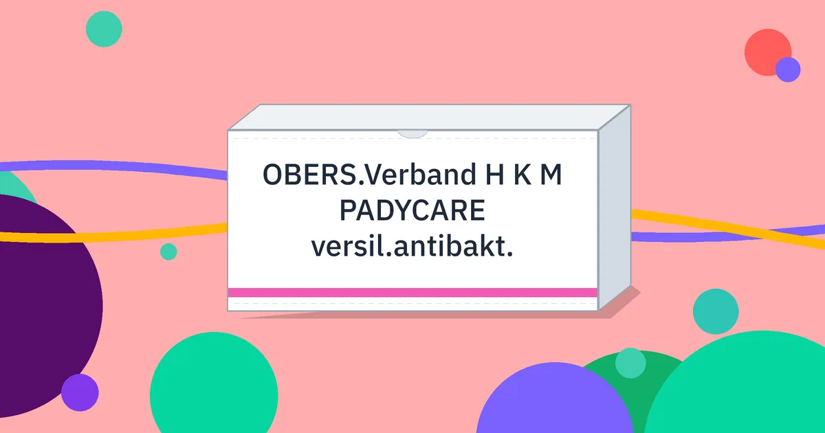 Symbolbild: Packung mit der Aufschrift OBERS.Verband H K M PADYCARE versil.antibakt. (PZN 10939089) – Verfügbarkeit und Bezug in Apotheken in Frankfurt am Main