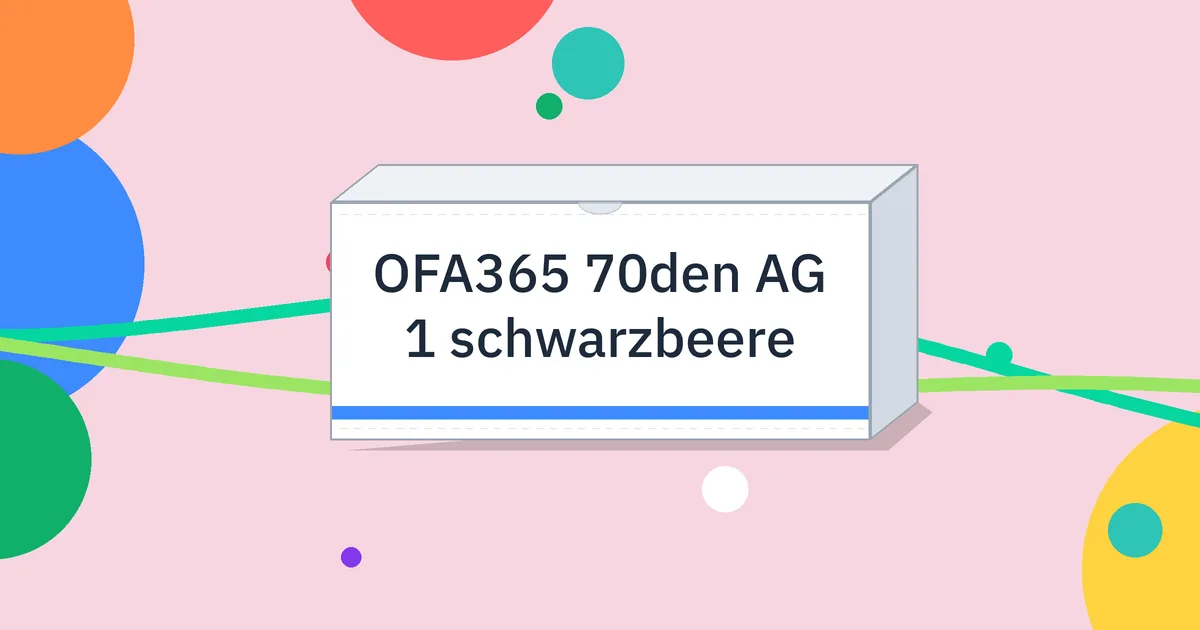 Symbolbild: Packung mit der Aufschrift OFA365 70den AG 1 schwarzbeere (PZN 16722103) – Verfügbarkeit und Bezug in Apotheken in Frankfurt am Main