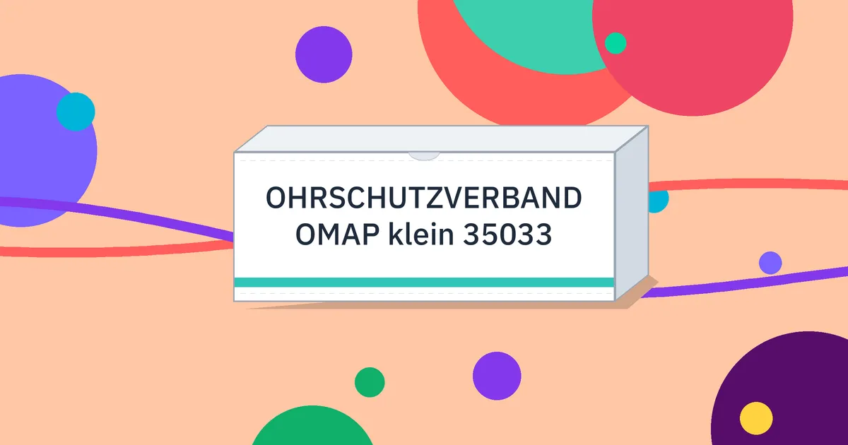 Symbolbild: Packung mit der Aufschrift OHRSCHUTZVERBAND OMAP klein 35033 (PZN 00185809) – Verfügbarkeit und Bezug in Apotheken in Frankfurt am Main