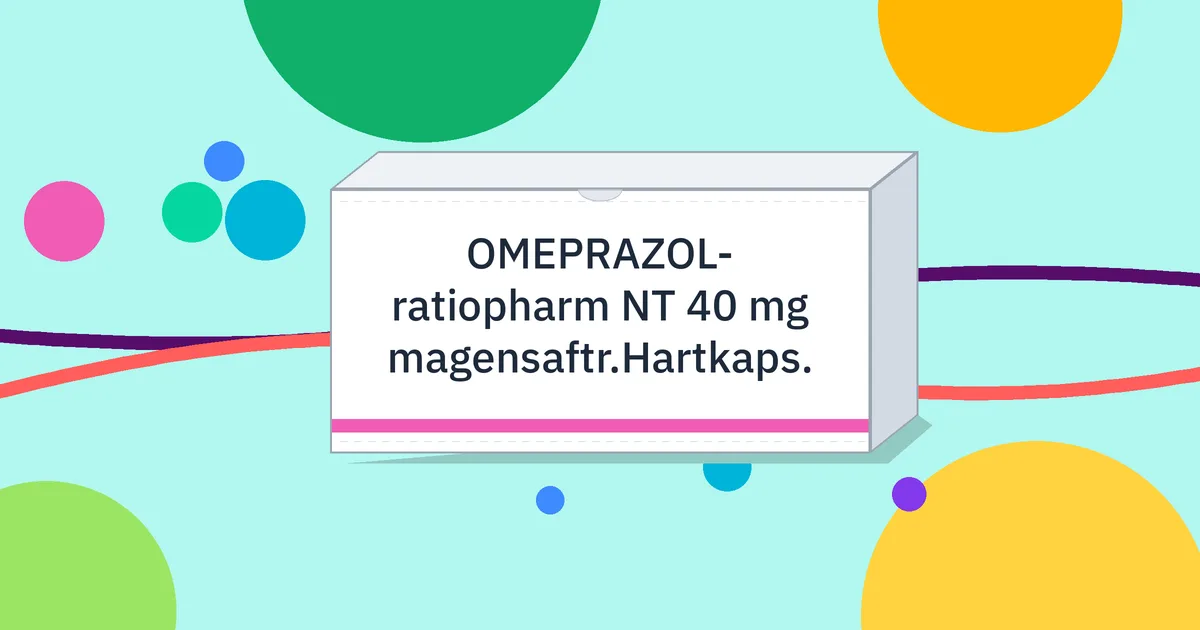 Symbolbild: Packung mit der Aufschrift OMEPRAZOL-ratiopharm NT 40 mg magensaftr.Hartkaps. (PZN 02559906) – Verfügbarkeit und Bezug in Apotheken in Frankfurt am Main