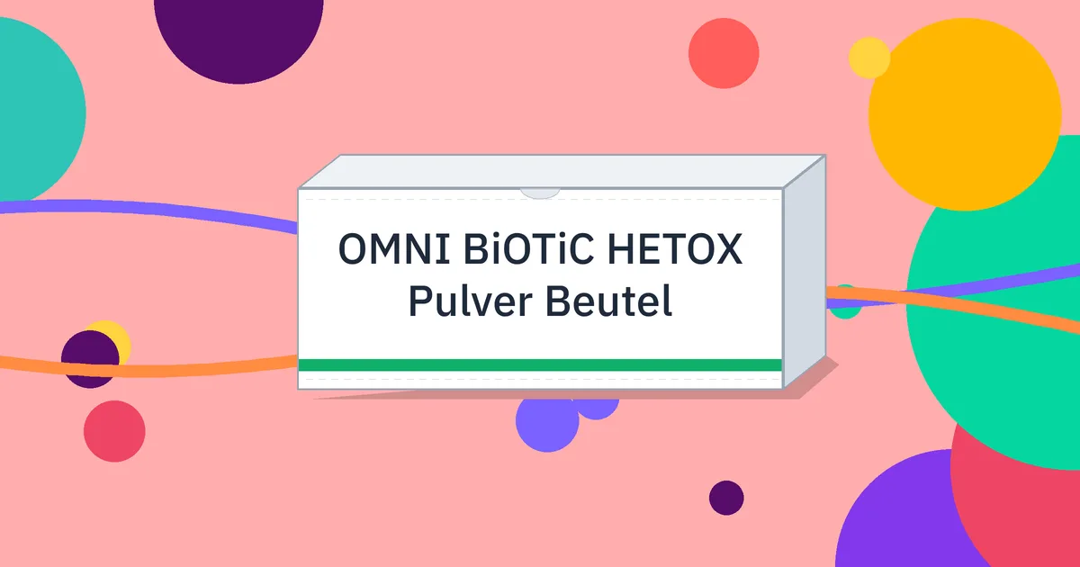 Symbolbild: Packung mit der Aufschrift OMNI BiOTiC HETOX Pulver Beutel (PZN 18364211) – Verfügbarkeit und Bezug in Apotheken in Frankfurt am Main