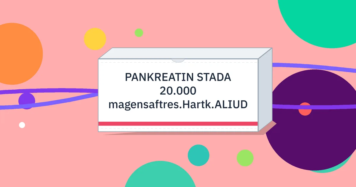 Symbolbild: Packung mit der Aufschrift PANKREATIN STADA 20.000 magensaftres.Hartk.ALIUD (PZN 11101804) – Verfügbarkeit und Bezug in Apotheken in Frankfurt am Main