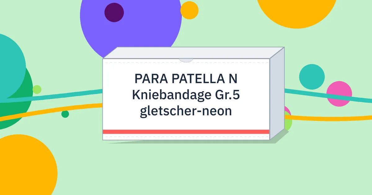 Symbolbild: Packung mit der Aufschrift PARA PATELLA N Kniebandage Gr.5 gletscher-neon (PZN 13763840) – Verfügbarkeit und Bezug in Apotheken in Frankfurt am Main
