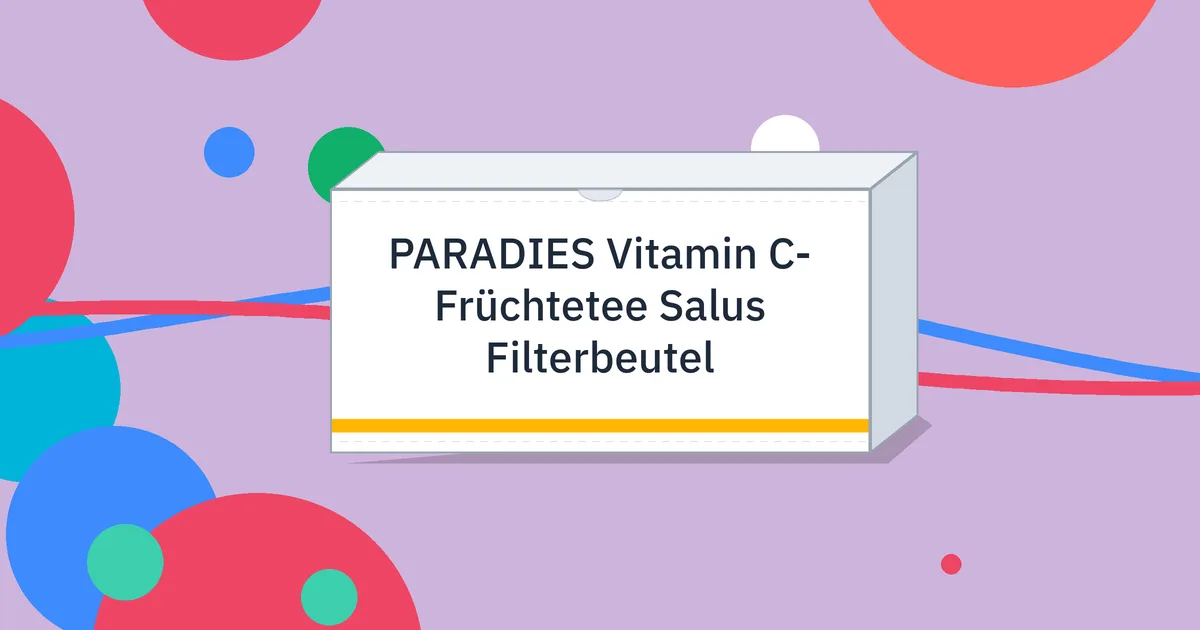 Symbolbild: Packung mit der Aufschrift PARADIES Vitamin C-Früchtetee Salus Filterbeutel (PZN 03564803) – Verfügbarkeit und Bezug in Apotheken in Frankfurt am Main