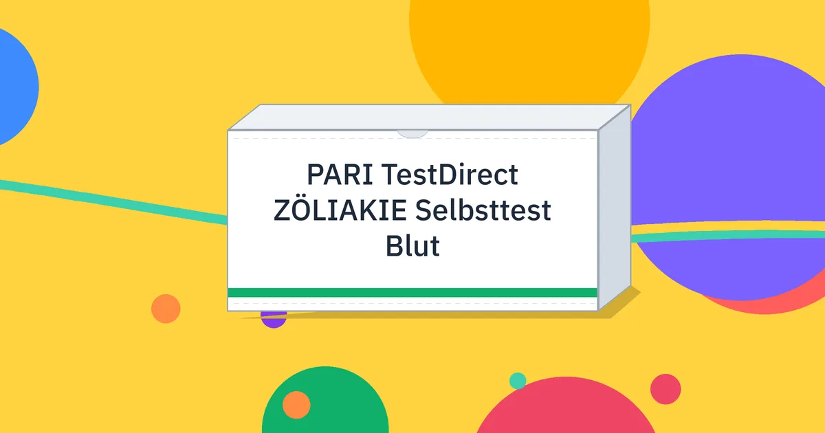 Symbolbild: Packung mit der Aufschrift PARI TestDirect ZÖLIAKIE Selbsttest Blut (PZN 18758677) – Verfügbarkeit und Bezug in Apotheken in Frankfurt am Main
