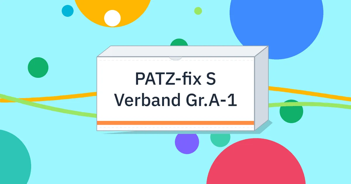 Symbolbild: Packung mit der Aufschrift PATZ-fix S Verband Gr.A-1 (PZN 06813141) – Verfügbarkeit und Bezug in Apotheken in Frankfurt am Main