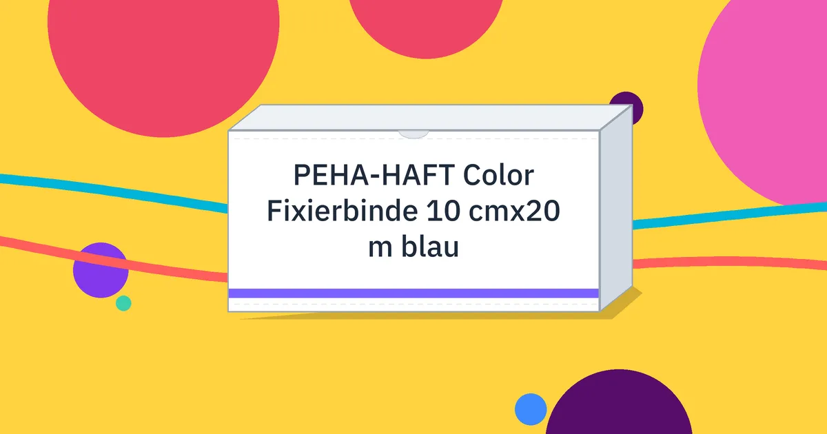 Symbolbild: Packung mit der Aufschrift PEHA-HAFT Color Fixierbinde 10 cmx20 m blau (PZN 05383767) – Verfügbarkeit und Bezug in Apotheken in Frankfurt am Main
