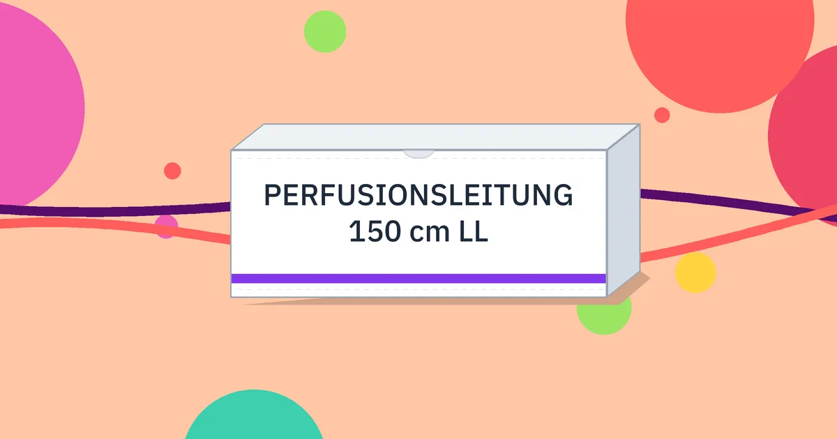 Symbolbild: Packung mit der Aufschrift PERFUSIONSLEITUNG 150 cm LL (PZN 17487101) – Verfügbarkeit und Bezug in Apotheken in Frankfurt am Main