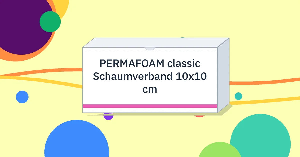 Symbolbild: Packung mit der Aufschrift PERMAFOAM classic Schaumverband 10x10 cm (PZN 17843671) – Verfügbarkeit und Bezug in Apotheken in Frankfurt am Main