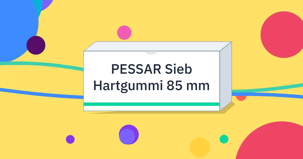 Symbolbild: Packung mit der Aufschrift PESSAR Sieb Hartgummi 85 mm (PZN 01734069) – Verfügbarkeit und Bezug in Apotheken in Frankfurt am Main