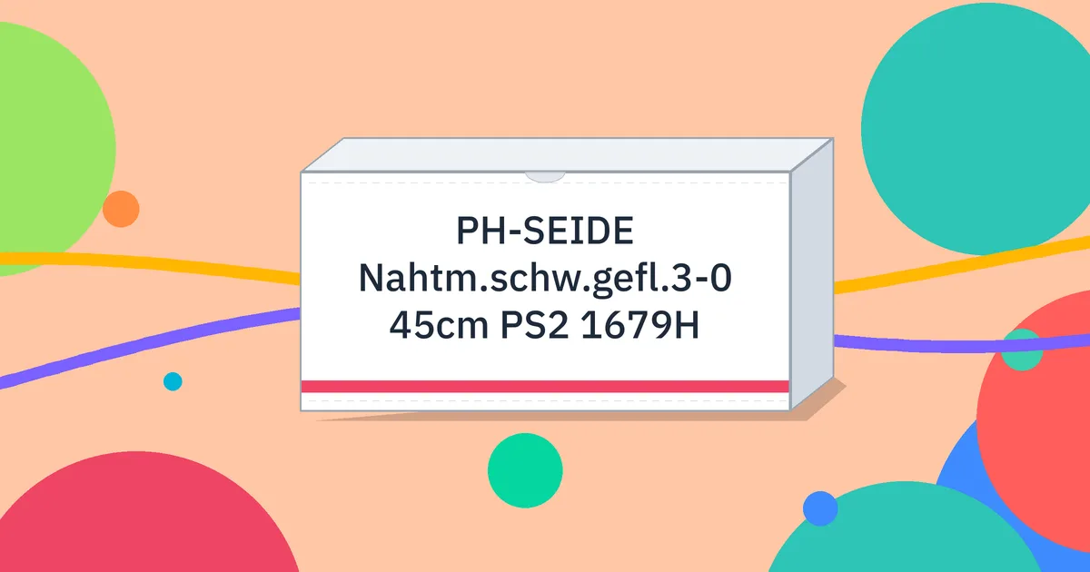 Symbolbild: Packung mit der Aufschrift PH-SEIDE Nahtm.schw.gefl.3-0 45cm PS2 1679H (PZN 16253683) – Verfügbarkeit und Bezug in Apotheken in Frankfurt am Main