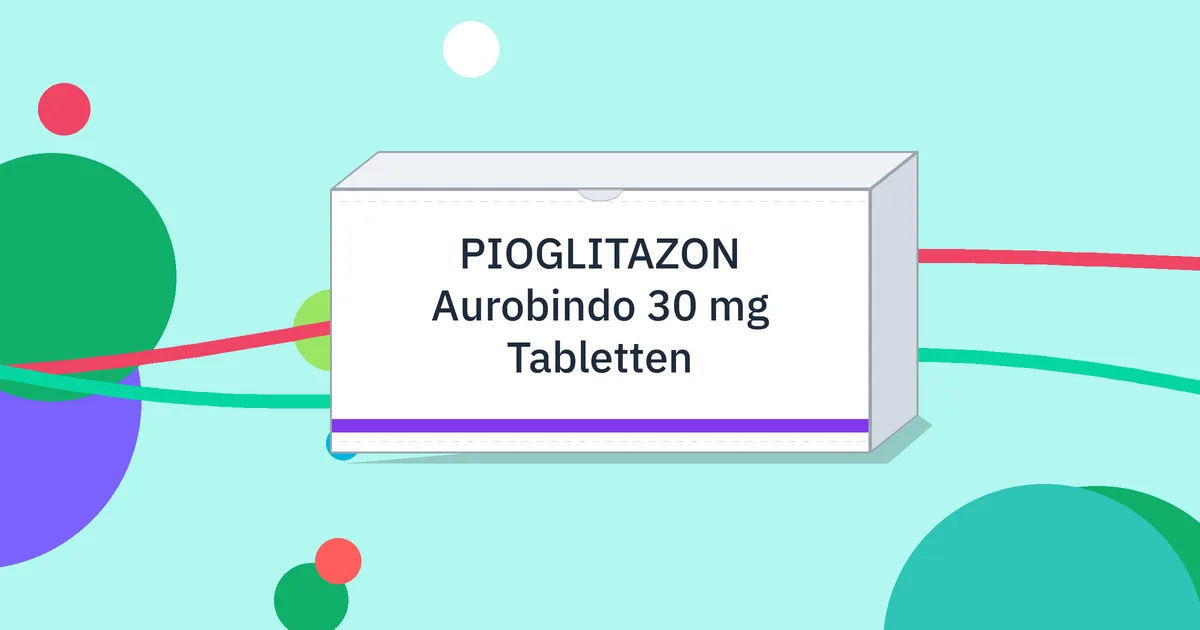 Symbolbild: Packung mit der Aufschrift PIOGLITAZON Aurobindo 30 mg Tabletten (PZN 01129836) – Verfügbarkeit und Bezug in Apotheken in Frankfurt am Main