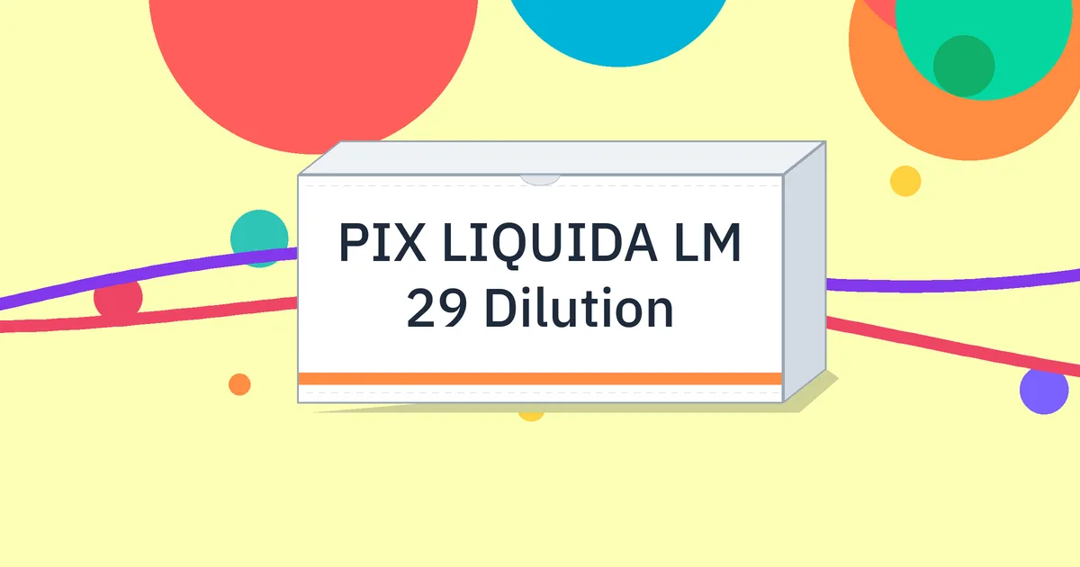 Symbolbild: Packung mit der Aufschrift PIX LIQUIDA LM 29 Dilution (PZN 13646459) – Verfügbarkeit und Bezug in Apotheken in Frankfurt am Main