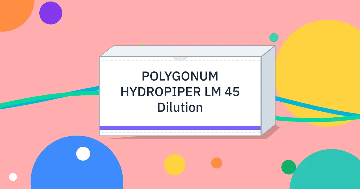 Symbolbild: Packung mit der Aufschrift POLYGONUM HYDROPIPER LM 45 Dilution (PZN 13662659) – Verfügbarkeit und Bezug in Apotheken in Frankfurt am Main