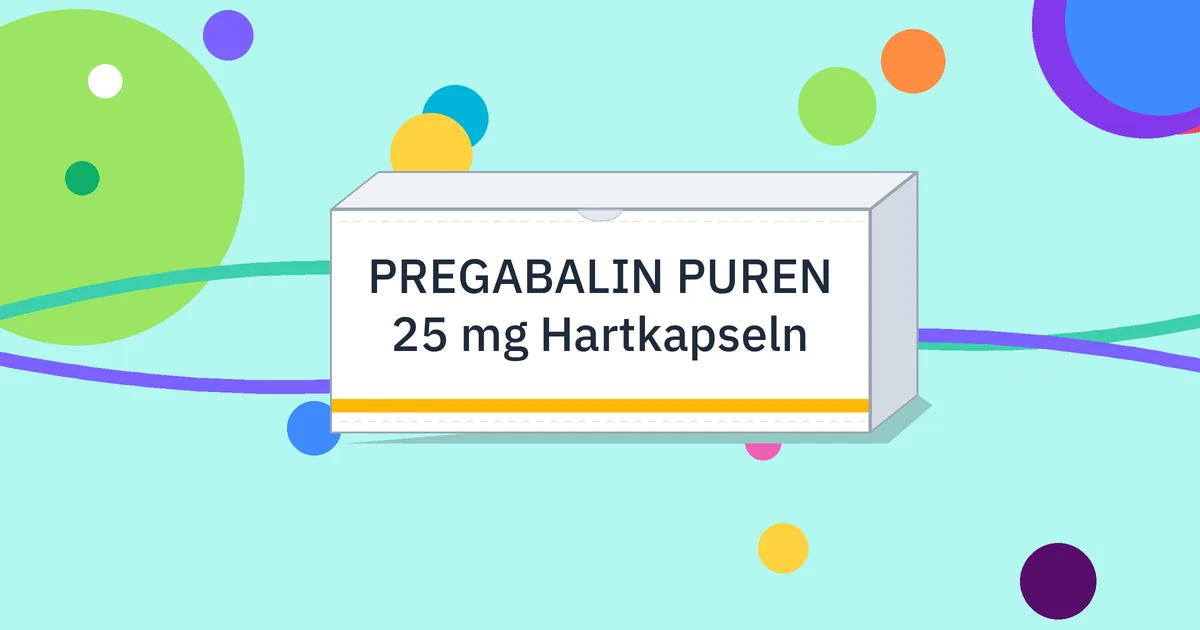 Symbolbild: Packung mit der Aufschrift PREGABALIN PUREN 25 mg Hartkapseln (PZN 11176021) – Verfügbarkeit und Bezug in Apotheken in Frankfurt am Main