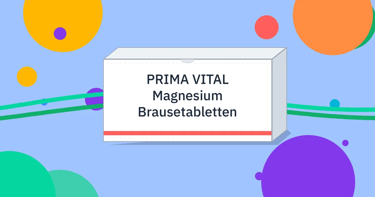 Symbolbild: Packung mit der Aufschrift PRIMA VITAL Magnesium Brausetabletten (PZN 02945041) – Verfügbarkeit und Bezug in Apotheken in Frankfurt am Main
