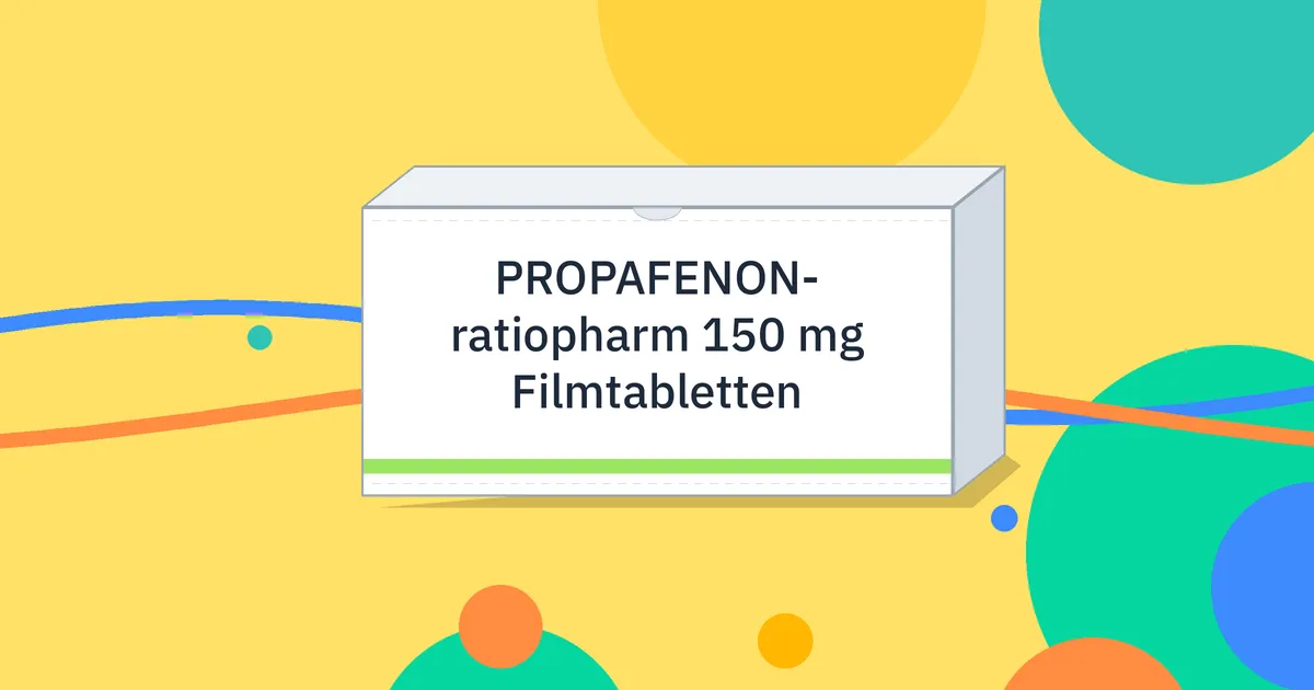 Symbolbild: Packung mit der Aufschrift PROPAFENON-ratiopharm 150 mg Filmtabletten (PZN 06890880) – Verfügbarkeit und Bezug in Apotheken in Frankfurt am Main