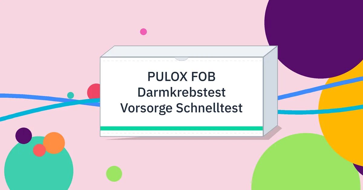 Symbolbild: Packung mit der Aufschrift PULOX FOB Darmkrebstest Vorsorge Schnelltest (PZN 20305730) – Verfügbarkeit und Bezug in Apotheken in Frankfurt am Main