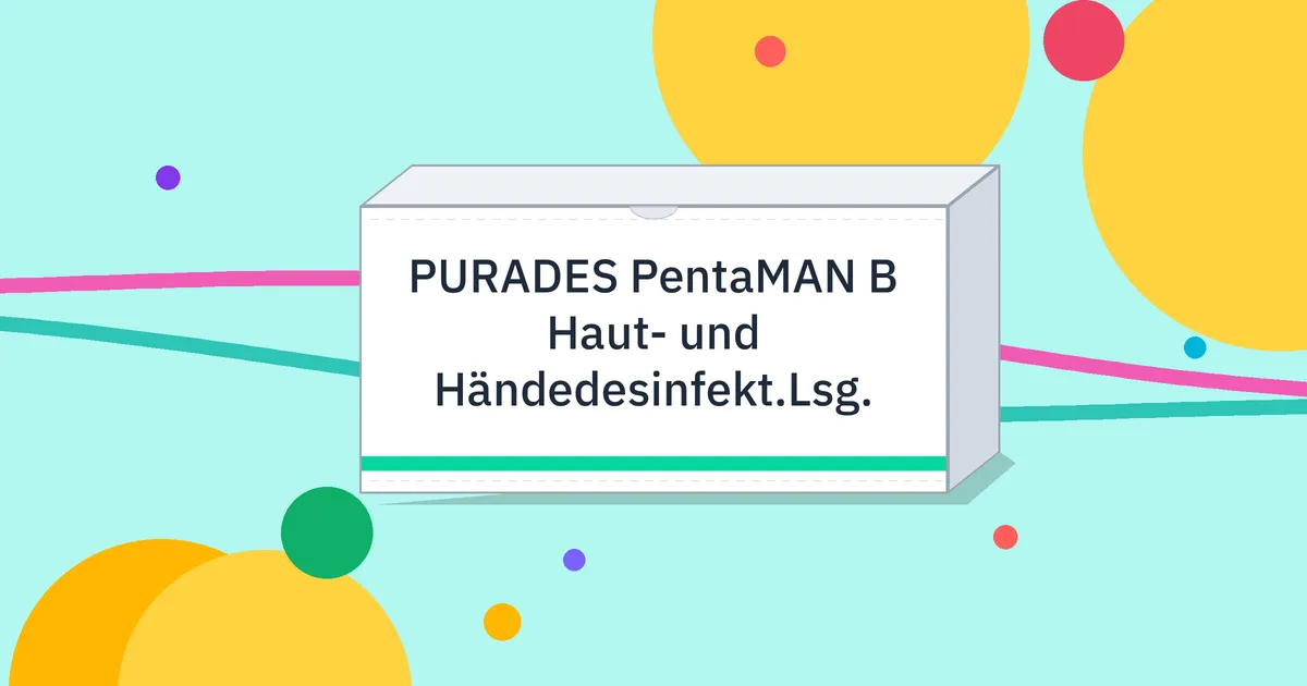 Symbolbild: Packung mit der Aufschrift PURADES PentaMAN B Haut- und Händedesinfekt.Lsg. (PZN 14005395) – Verfügbarkeit und Bezug in Apotheken in Frankfurt am Main