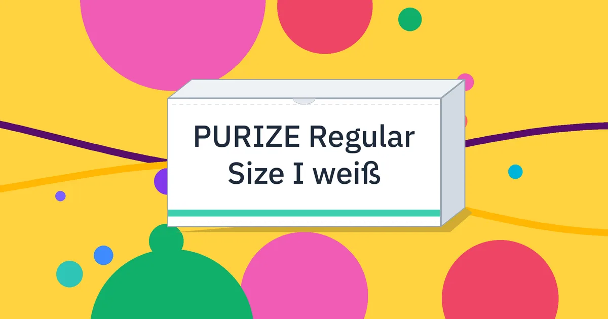 Symbolbild: Packung mit der Aufschrift PURIZE Regular Size I weiß (PZN 20294392) – Verfügbarkeit und Bezug in Apotheken in Frankfurt am Main