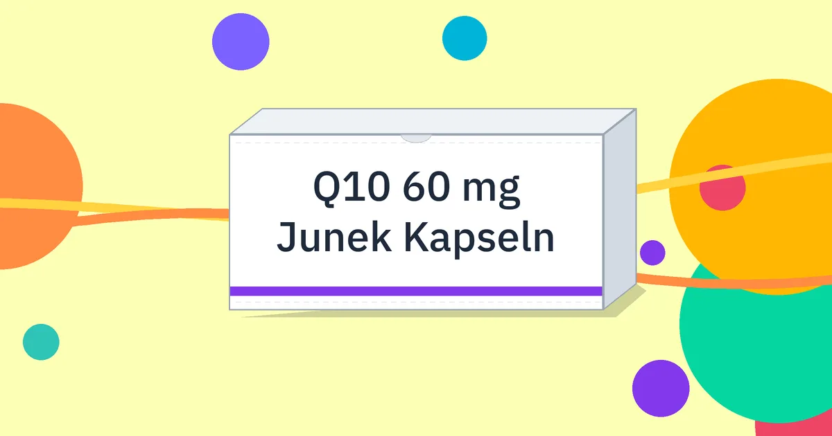 Symbolbild: Packung mit der Aufschrift Q10 60 mg Junek Kapseln (PZN 00156297) – Verfügbarkeit und Bezug in Apotheken in Frankfurt am Main