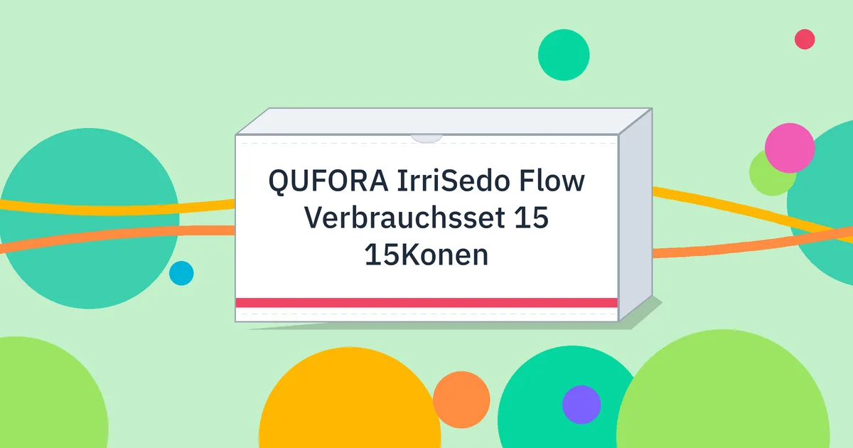 Symbolbild: Packung mit der Aufschrift QUFORA IrriSedo Flow Verbrauchsset 15 15Konen (PZN 18080413) – Verfügbarkeit und Bezug in Apotheken in Frankfurt am Main