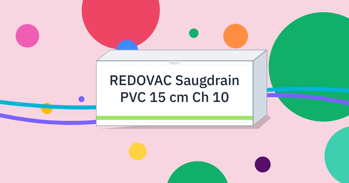 Symbolbild: Packung mit der Aufschrift REDOVAC Saugdrain PVC 15 cm Ch 10 (PZN 08827360) – Verfügbarkeit und Bezug in Apotheken in Frankfurt am Main