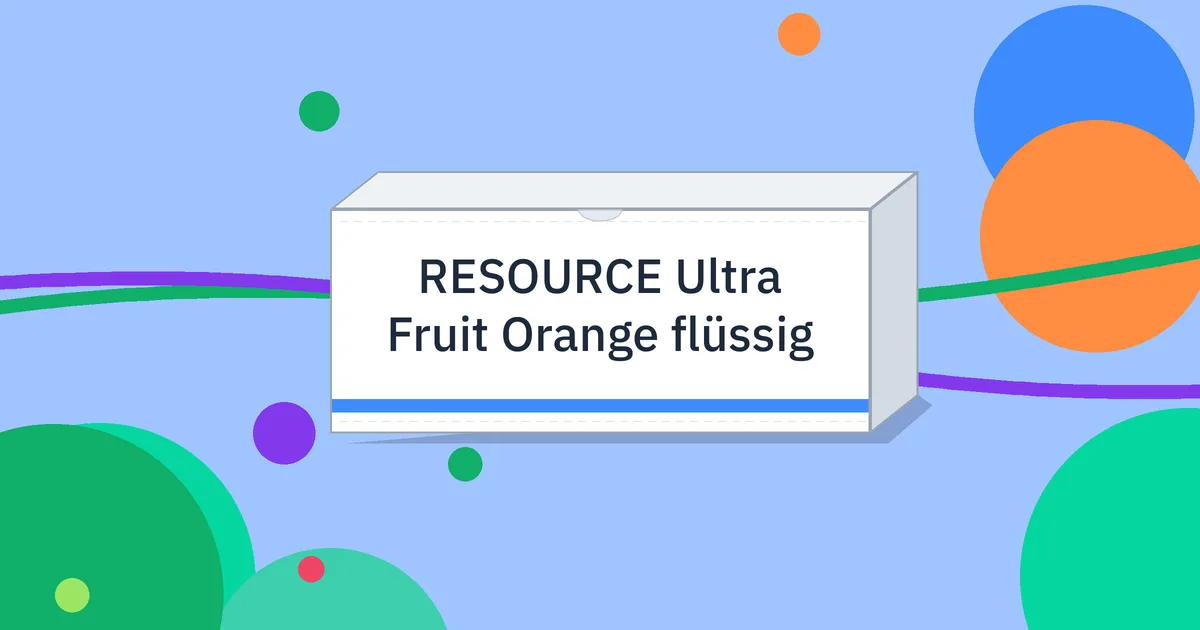 Symbolbild: Packung mit der Aufschrift RESOURCE Ultra Fruit Orange flüssig (PZN 18048875) – Verfügbarkeit und Bezug in Apotheken in Frankfurt am Main